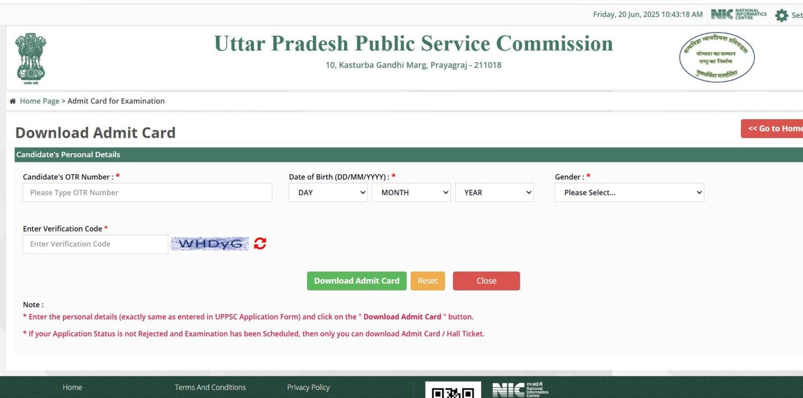 UPPSC Mains Admit Card 2025 Out, UP PCS Download Link